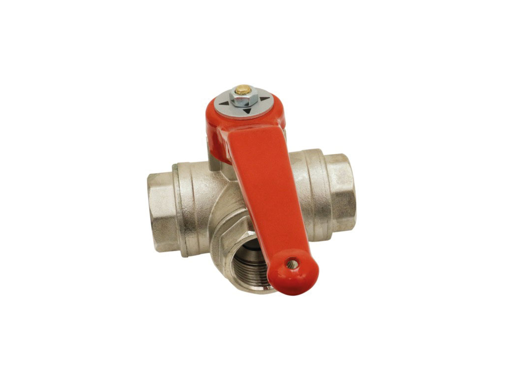 Vanne manuelle laiton nickelé 3 voies horizontal Perçage L - 1/4 ...