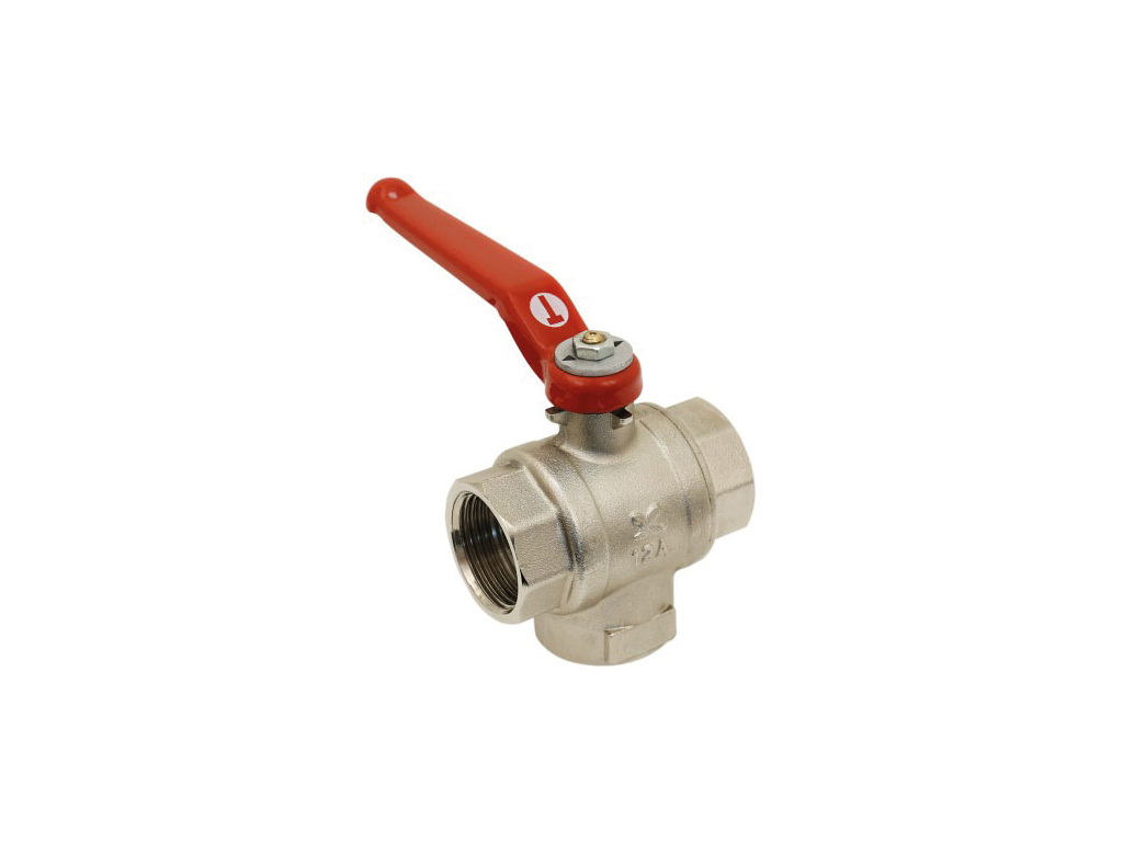 Vanne manuelle laiton nickelé 3 voies vertical Perçage T - 1 ...