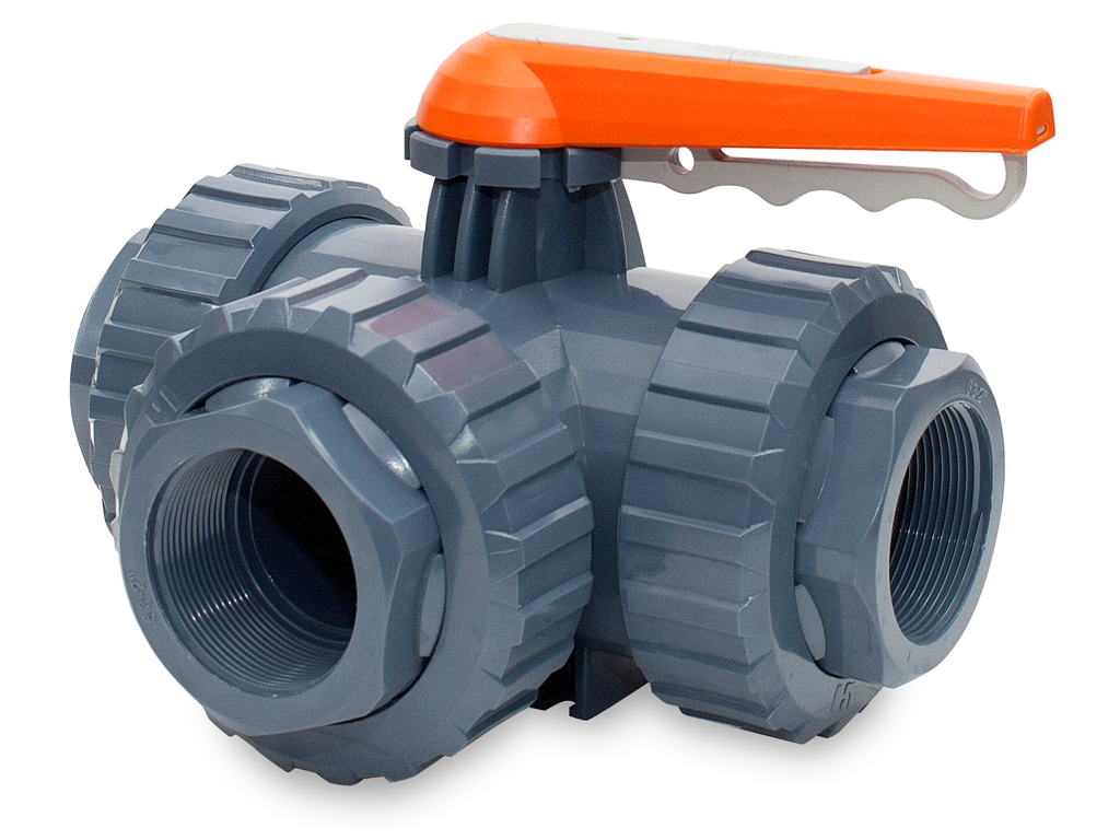 Vanne manuelle 3 voies 1"1/2 percage T PVC | Agriconomie