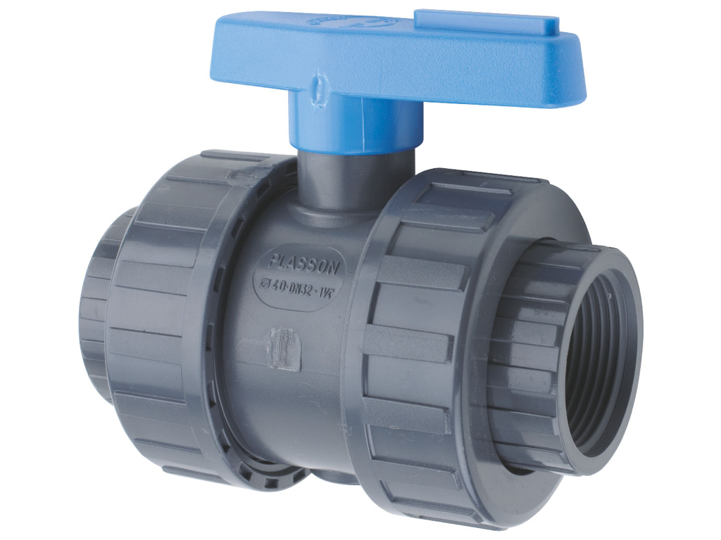 Válvula manual de PVC 2 vías 2'' H manija azul PLASSON