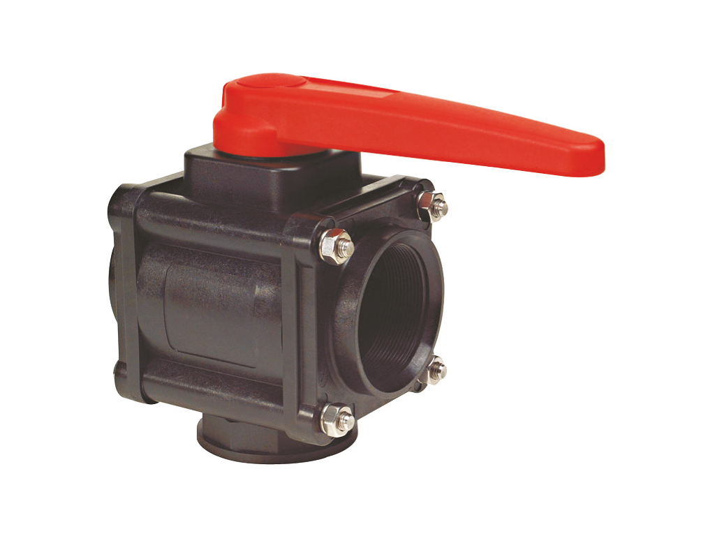 Vanne manuelle ARAG 3 voies verticales sphère plastique | Agriconomie