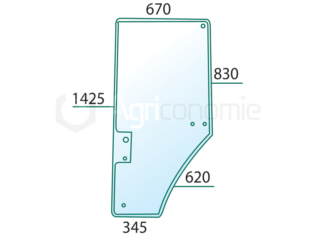 Vitre de porte G. pour machine agricole JOHN DEERE R131163 adaptable