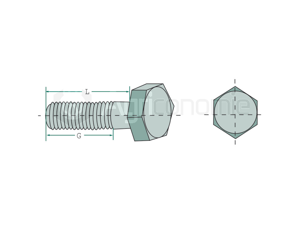 Boulon hexagonal M18 x 1,5 mm pour herse rotative PÖTTINGER adaptable