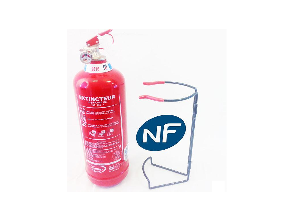 Extincteur 2Kg Poudre ABC NF neuf 2016 avec support métallique ...