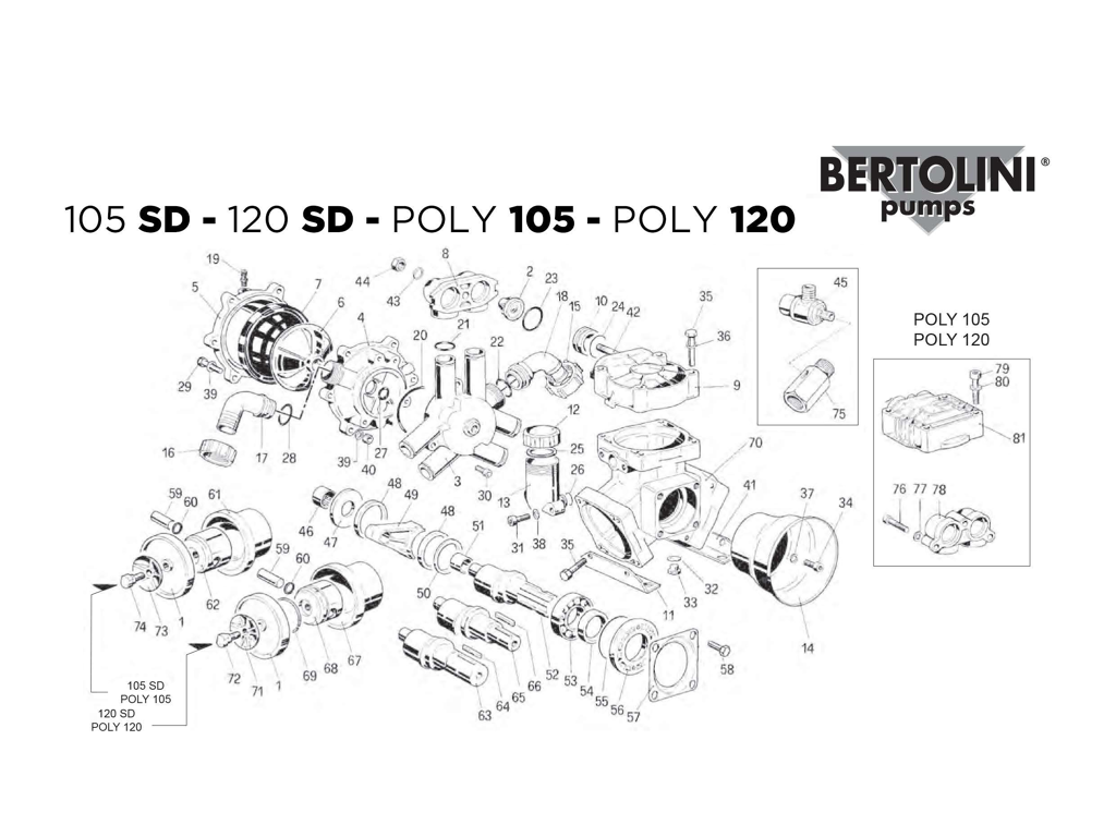 Pièces Détachées 105 120 Sd Pour Pompe Bertolini En Stock