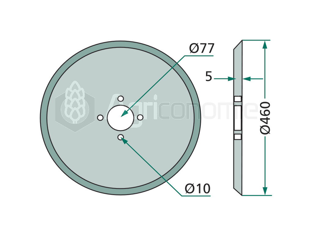 Disque lisse Ø 460 x 5 mm pour semoir JOHN DEERE N283804 adaptable ...