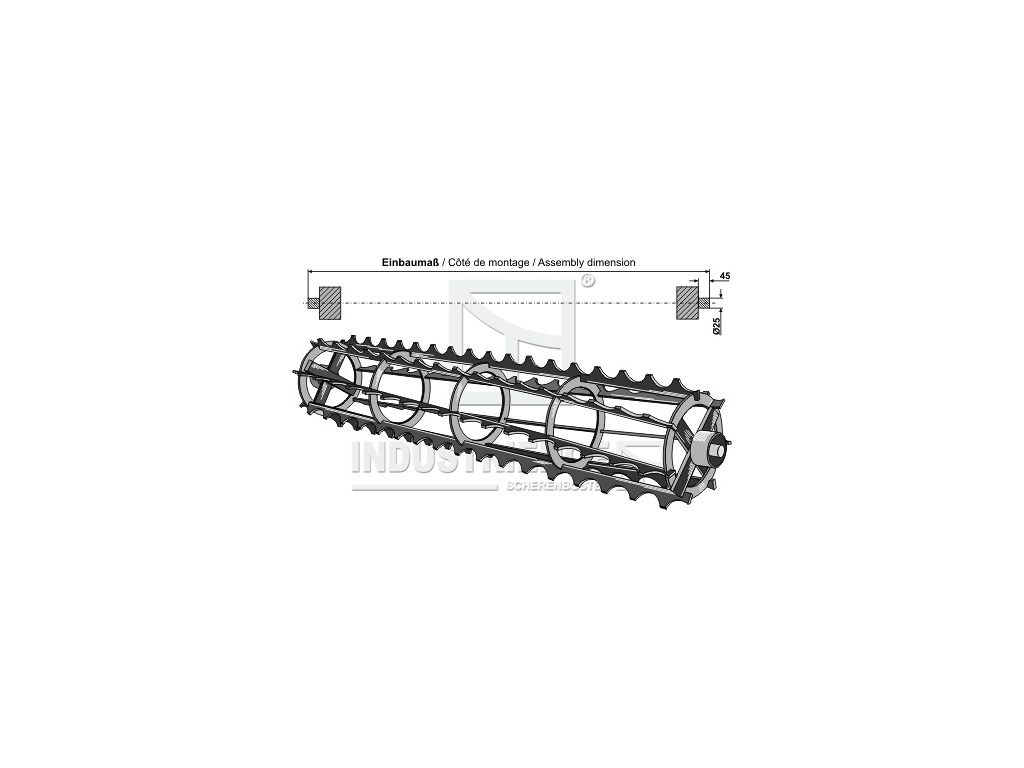 Rouleaux cage à barres crénelées 1530mm adapt, | BlackSteel© Rouleaux cage à barres crénelées 1530mm adapt, | BlackSteel©